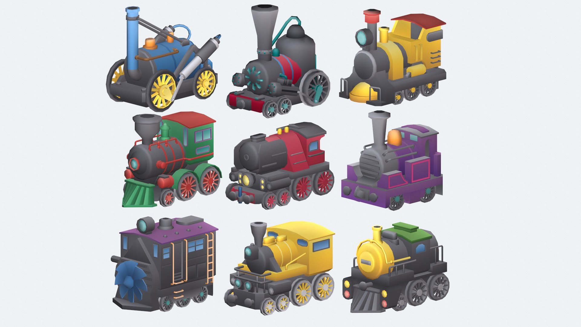 Toon Train model - TurboSquid 1774711