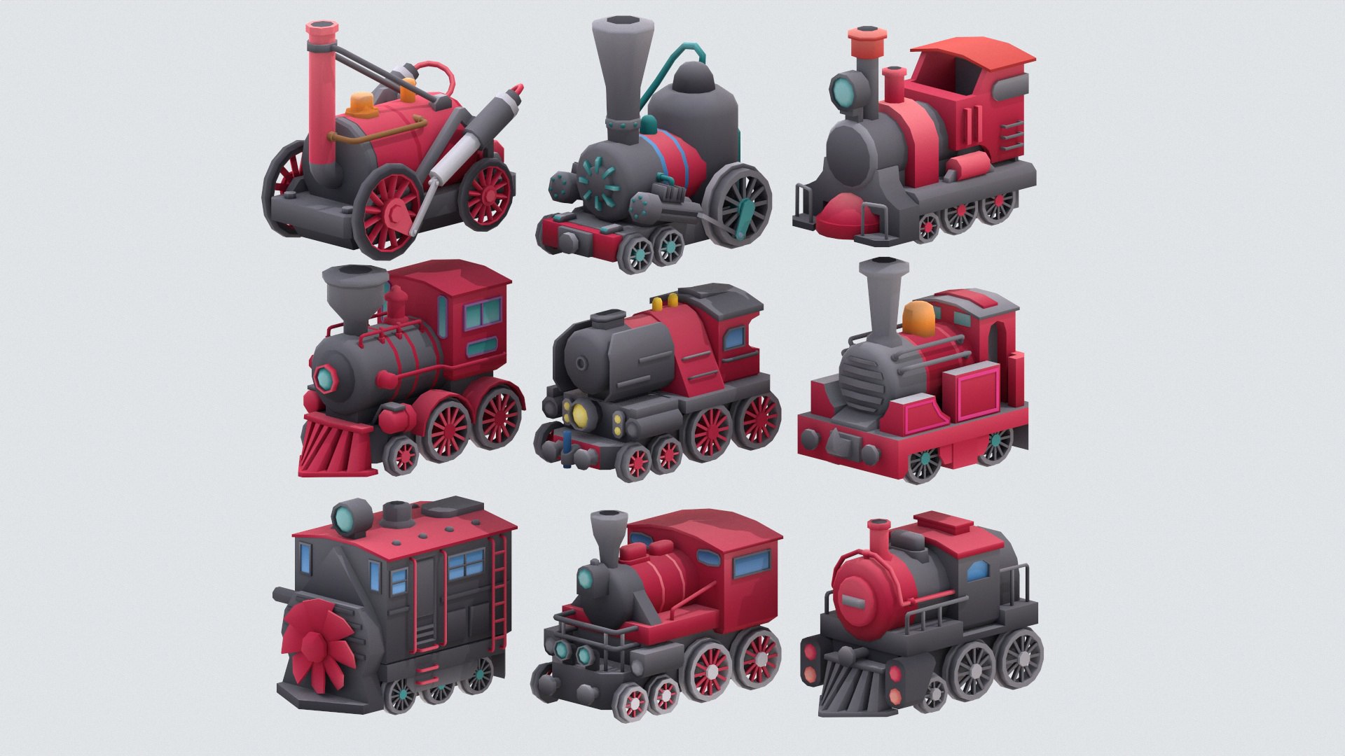Toon Train model - TurboSquid 1774711