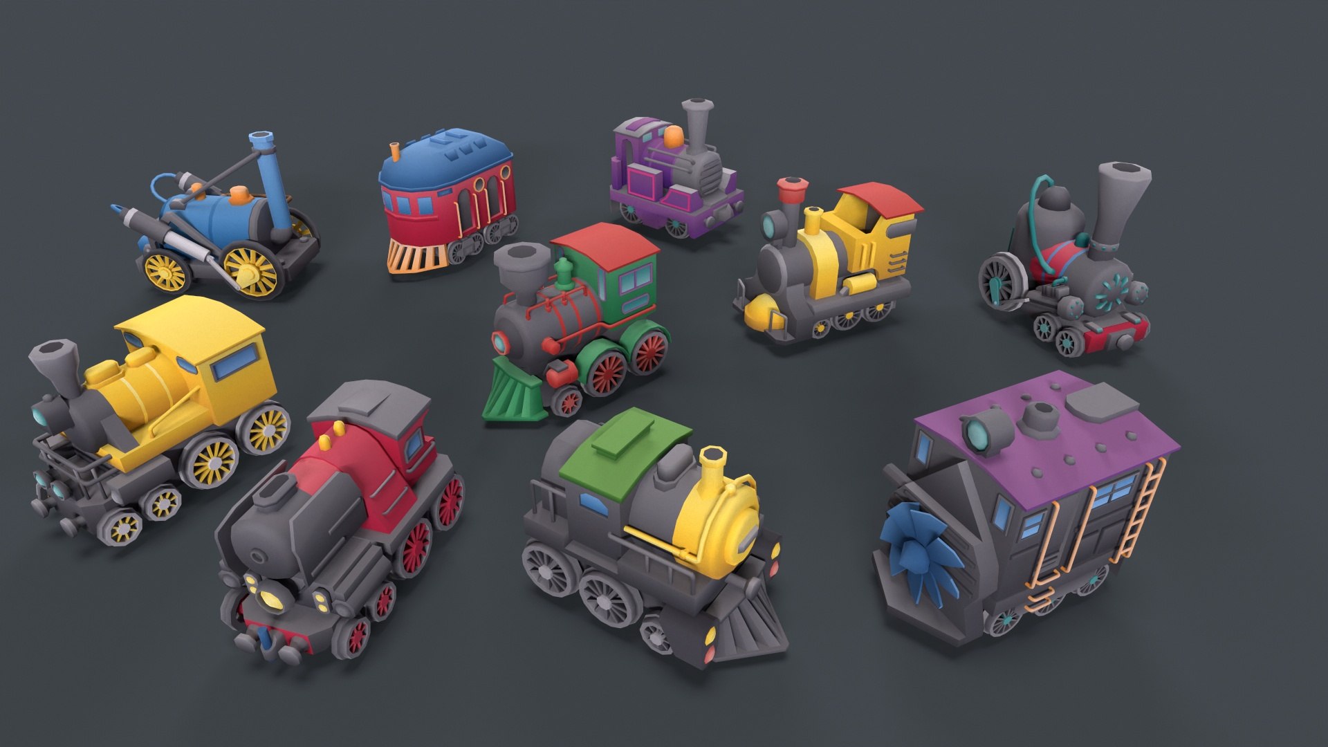 Toon Train model - TurboSquid 1774711