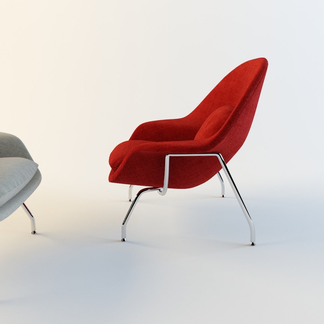 3d Model Of Womb Chair Red Knoll