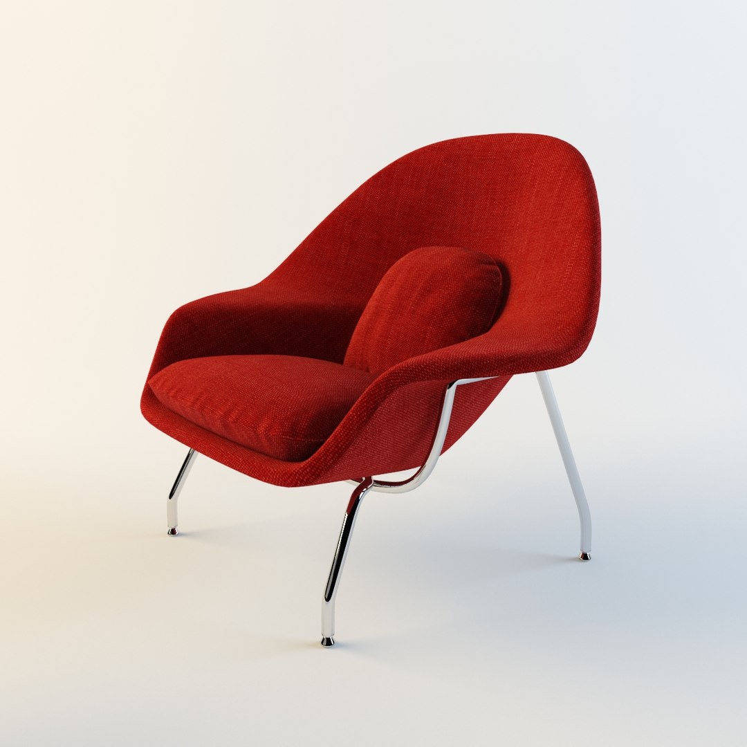 3d Model Of Womb Chair Red Knoll