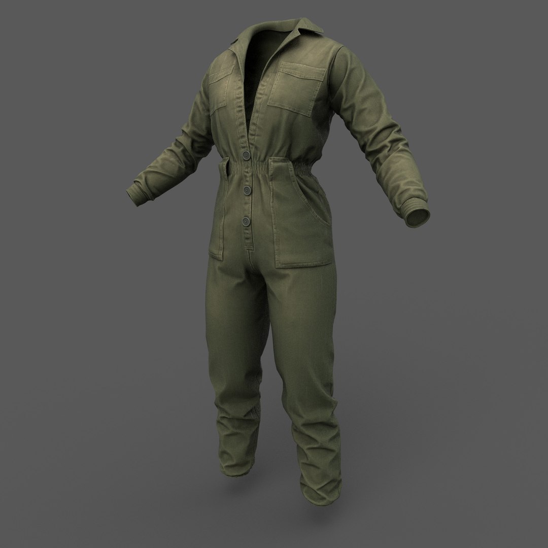 3D Woman Overalls Game Ready Model - TurboSquid 1833077