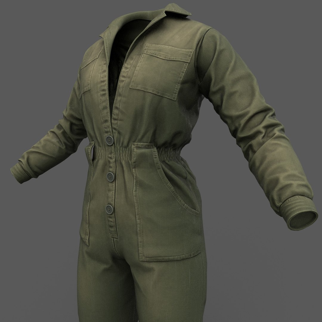 3D Woman Overalls Game Ready Model - TurboSquid 1833077