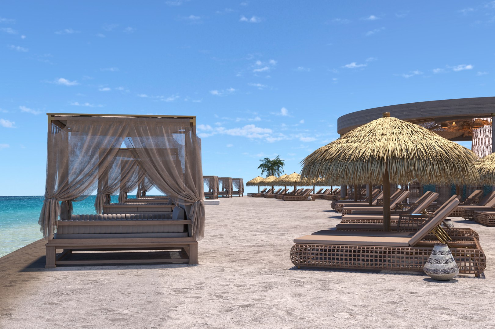 Golden Sand Beach Club Restaurant Bar 3D - TurboSquid 1954047