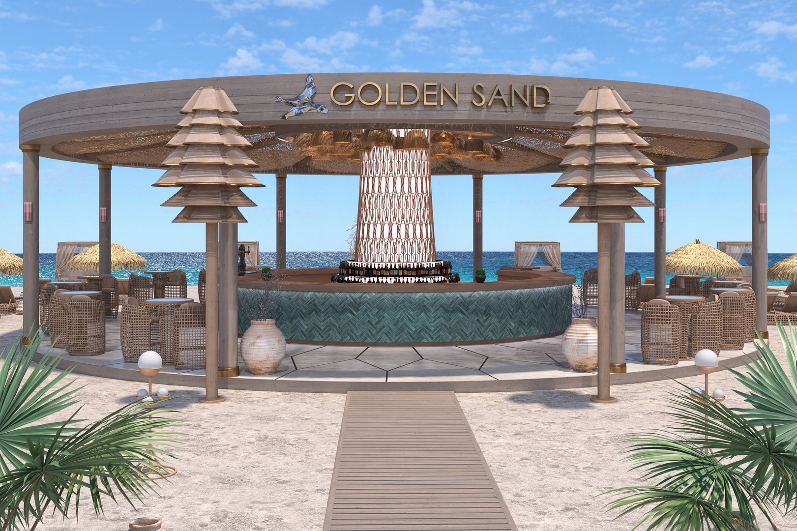 Golden Sand Beach Club Restaurant Bar 3D - TurboSquid 1954047