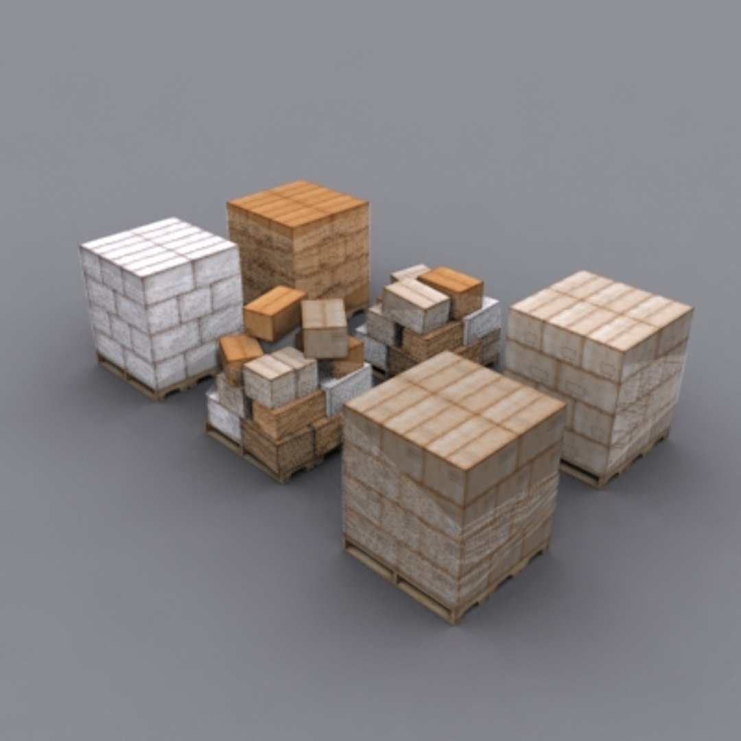 pallets boxes 3d max