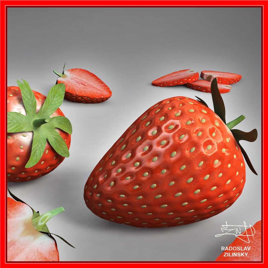 Realistic Strawberry 3d Model
