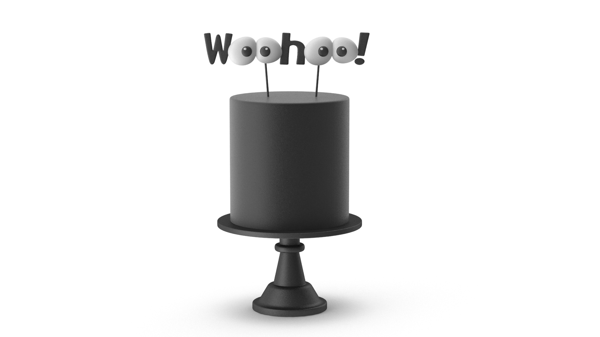 3D Halloween Black Cake With Woohoo Topper Model - TurboSquid 1792837