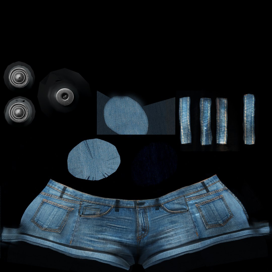 3D High Waist Rolled Legs Jeans Shorts - TurboSquid 1950177