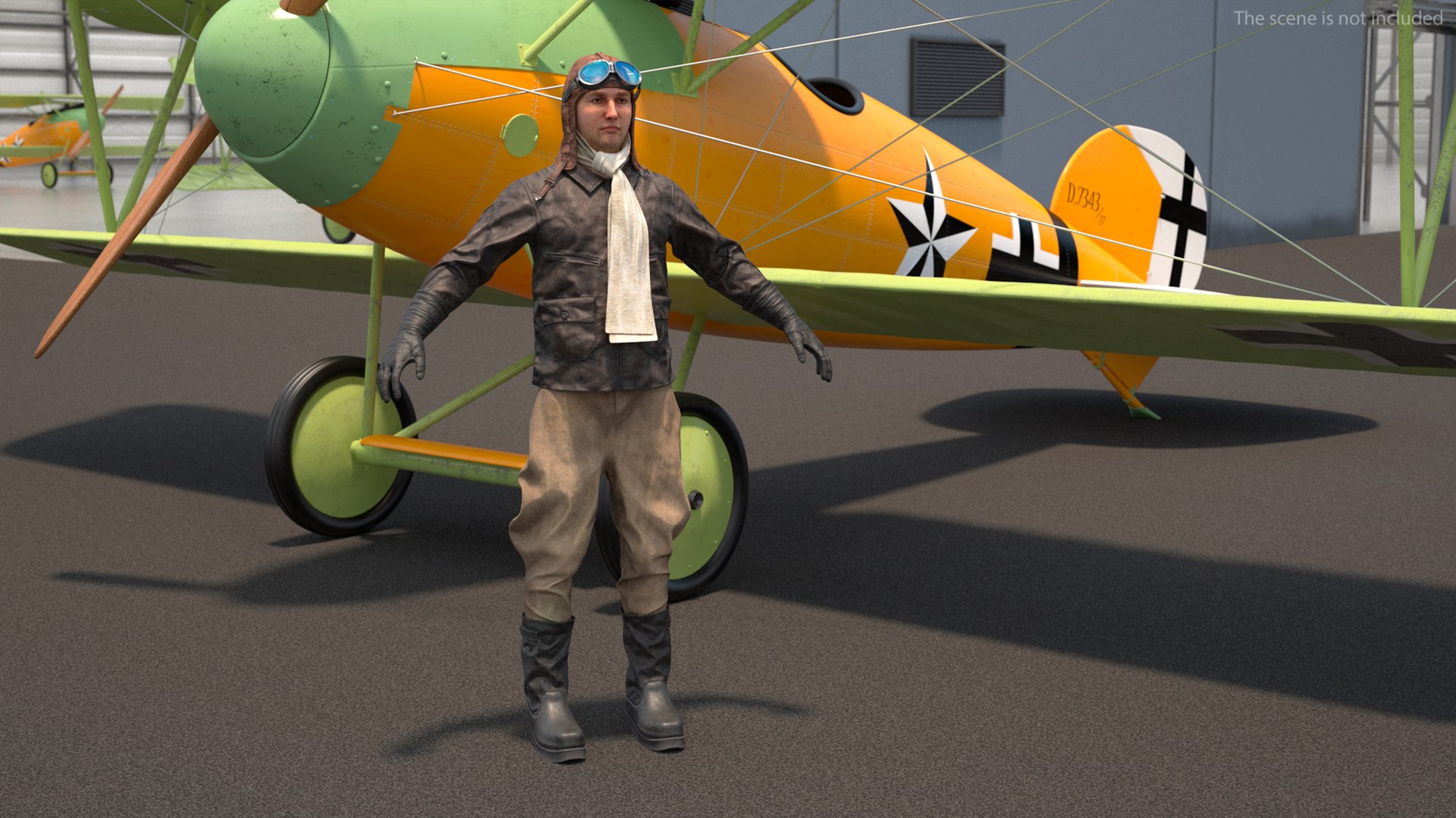 3D Vintage Pilot In Uniform A-Pose - TurboSquid 2237079