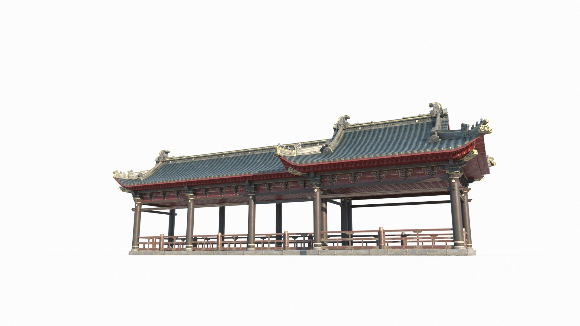 Ancient Asian Architecture And Garden Corridor 3D Model - TurboSquid ...