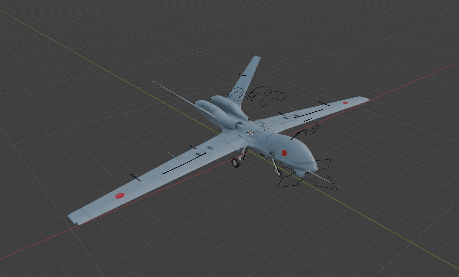 RQ-4B Global Hawk Style UAV - Animated Game Ready Rigged Drone JASDF ...