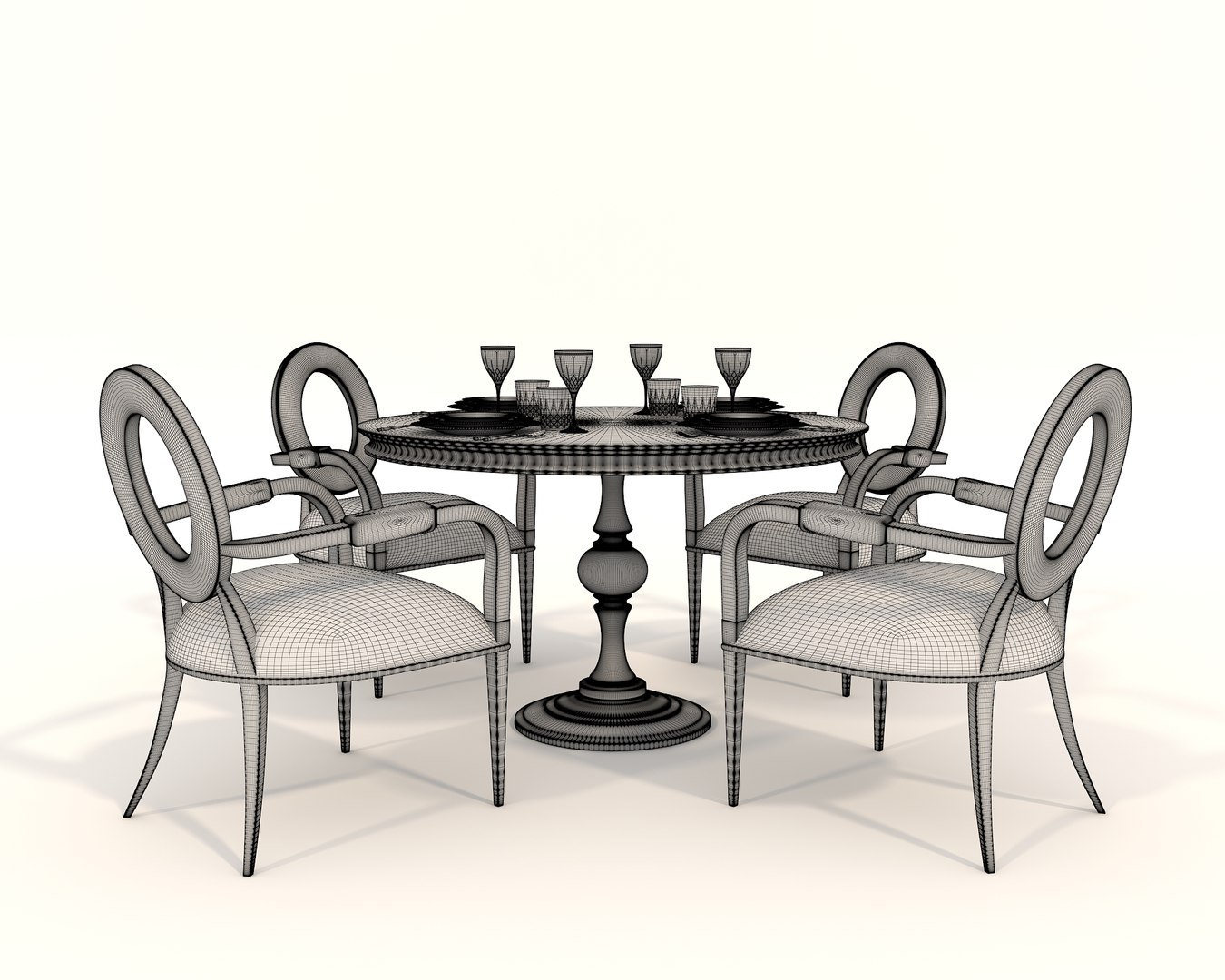 3D Dining Table and Chairs 6 model - TurboSquid 2118904