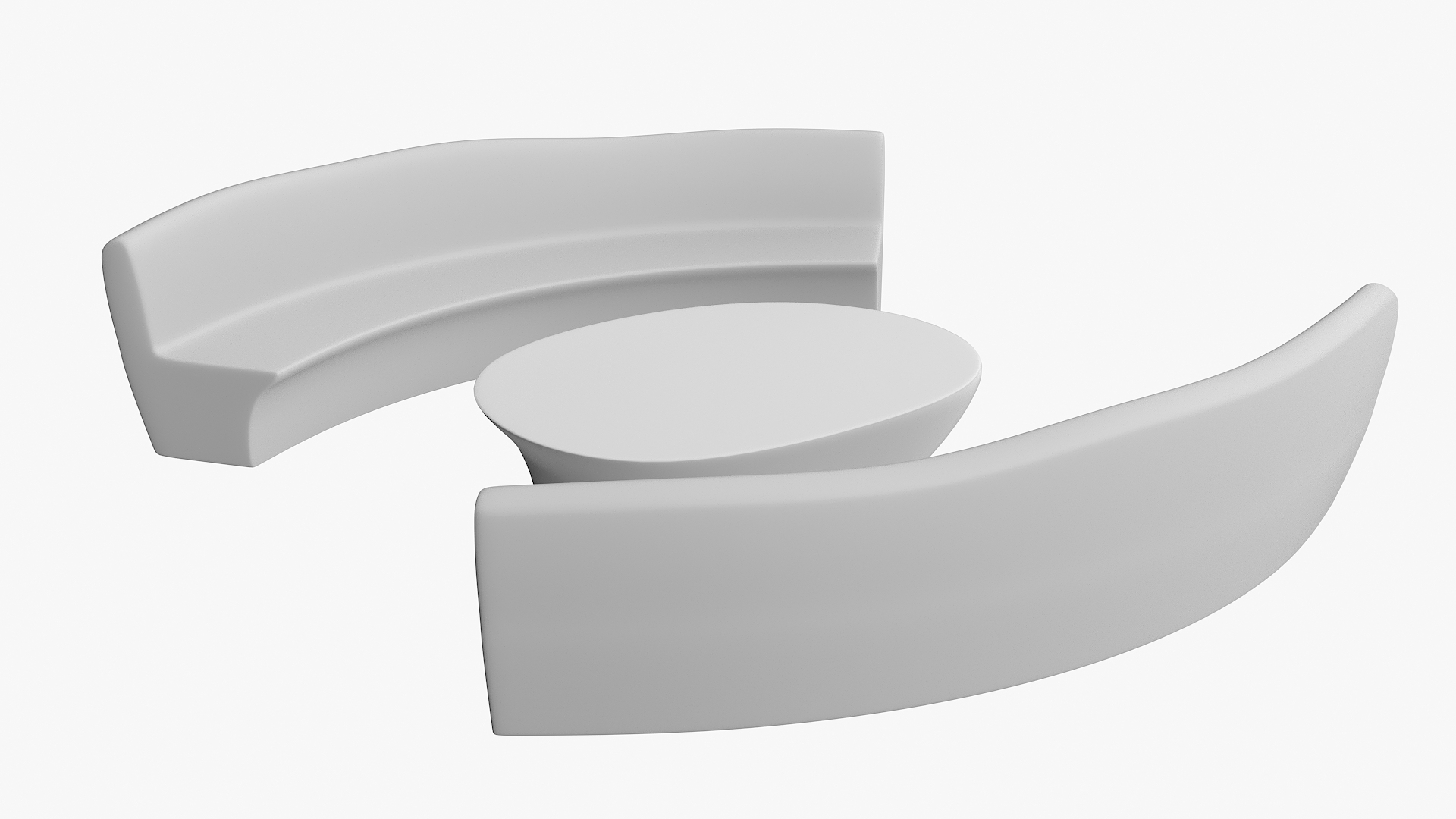 Minimalist Benches And Futuristic Table Model - TurboSquid 2319803