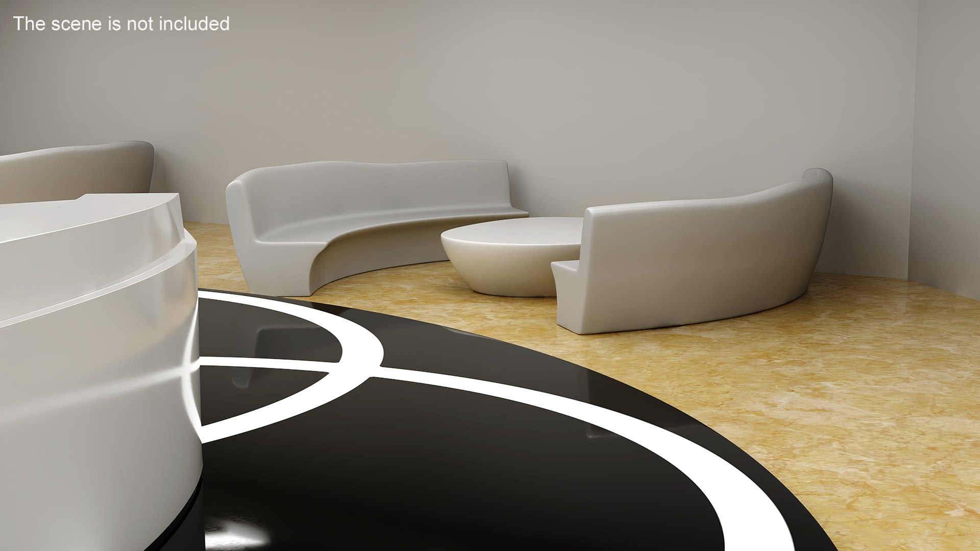 Minimalist Benches And Futuristic Table Model - TurboSquid 2319803