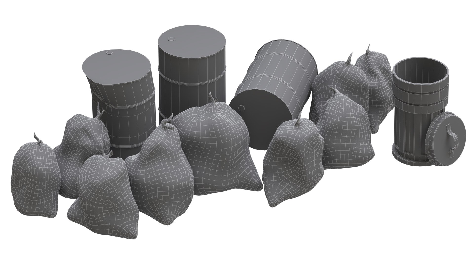 Garbage Bags And Urban Trash Set 3D Model - TurboSquid 1856645
