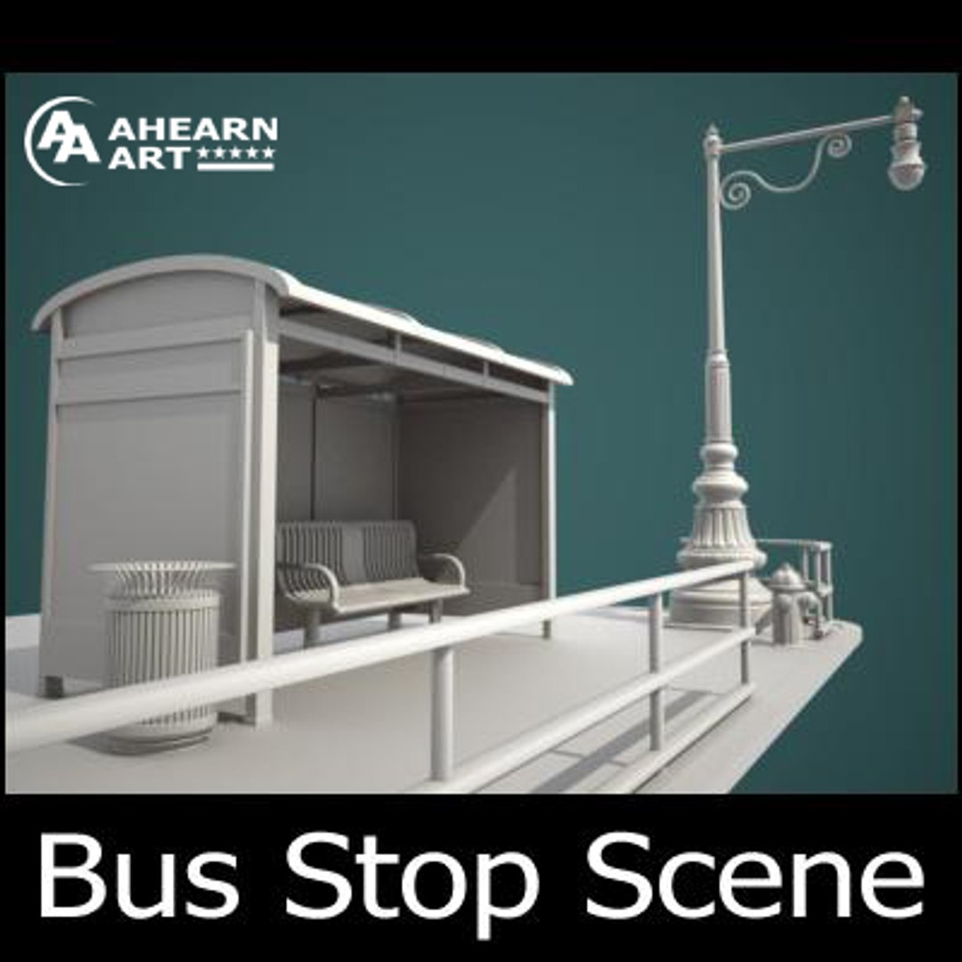 3d Bus Stop Scene Model