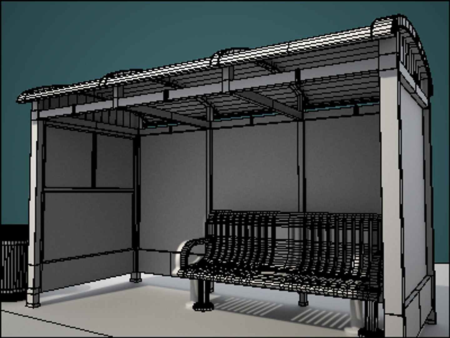 3d Bus Stop Scene Model