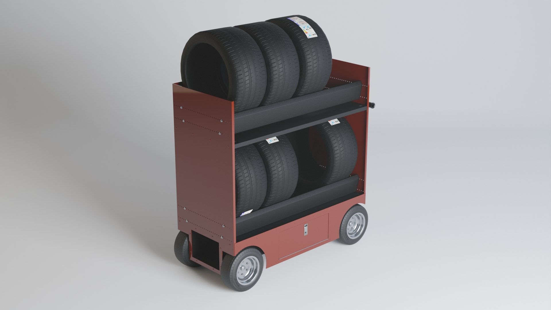 3D Double Tire Rack Cart PBR Model - TurboSquid 1979157