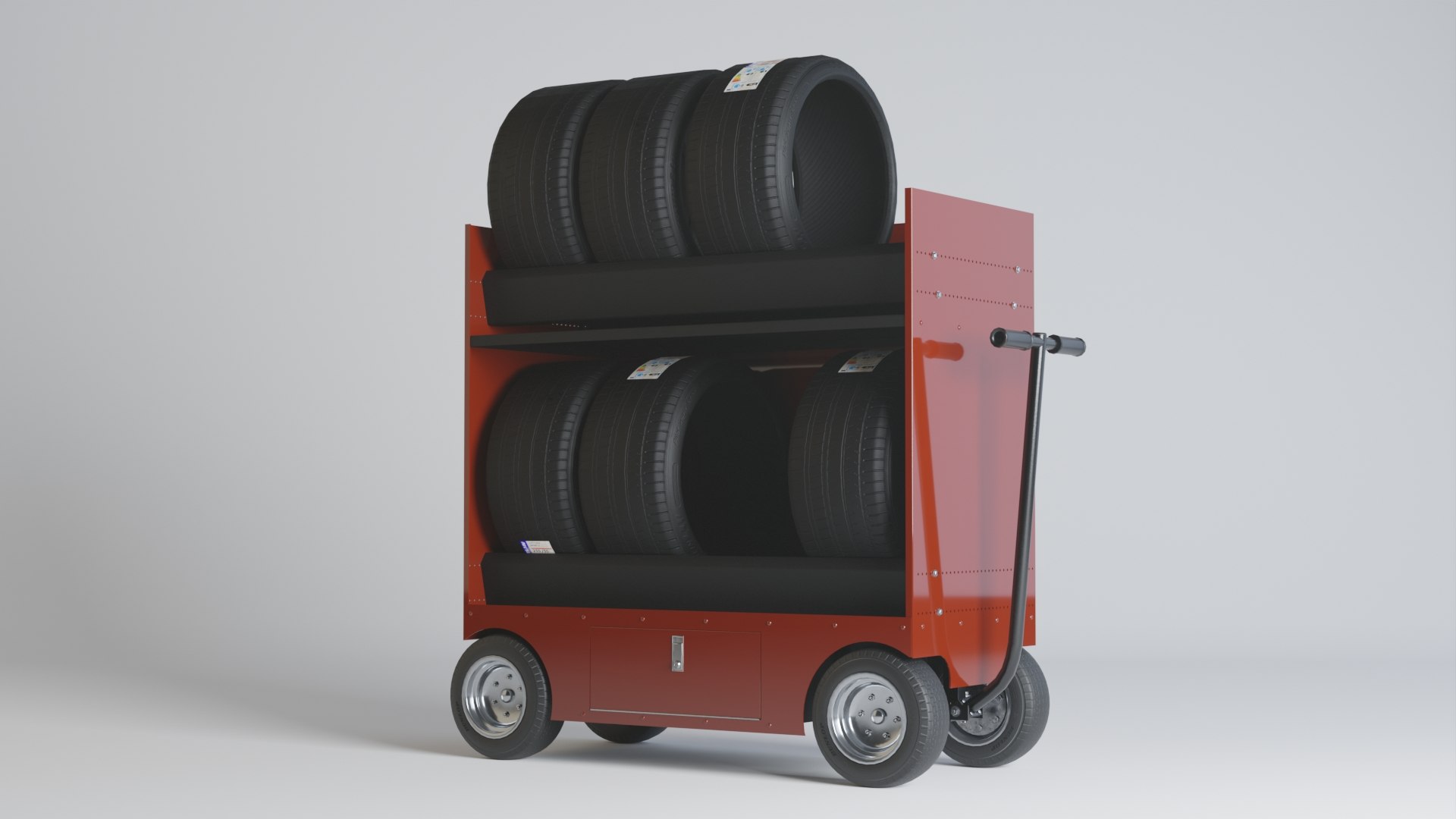 3D Double Tire Rack Cart PBR Model - TurboSquid 1979157
