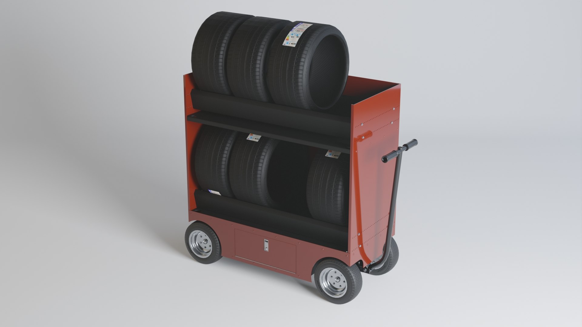 3D Double Tire Rack Cart PBR Model - TurboSquid 1979157