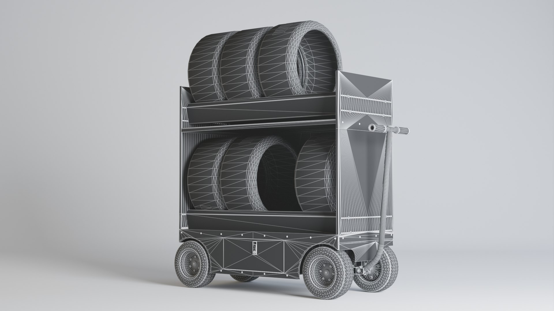 3D Double Tire Rack Cart PBR Model - TurboSquid 1979157
