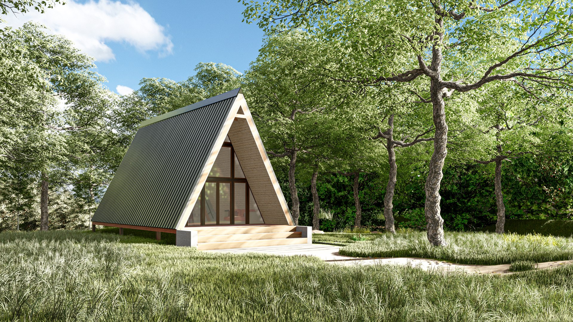 3D Tiny A Frame House Architecural Model - TurboSquid 2207890