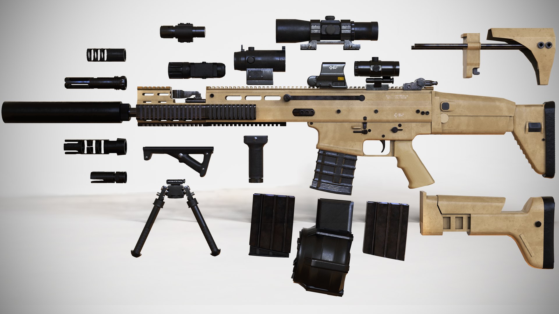 Fn Scar - Details Model - TurboSquid 1491502