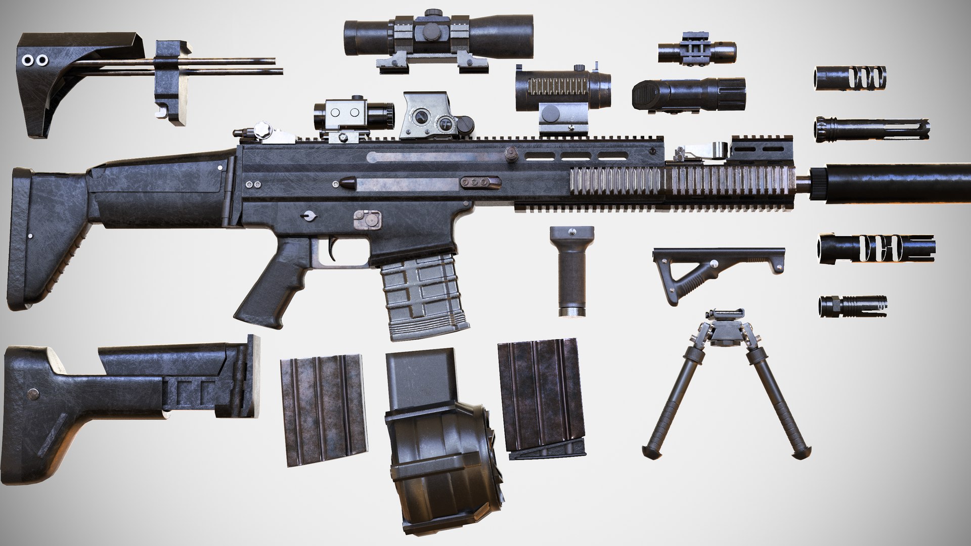 Fn Scar - Details Model - TurboSquid 1491502