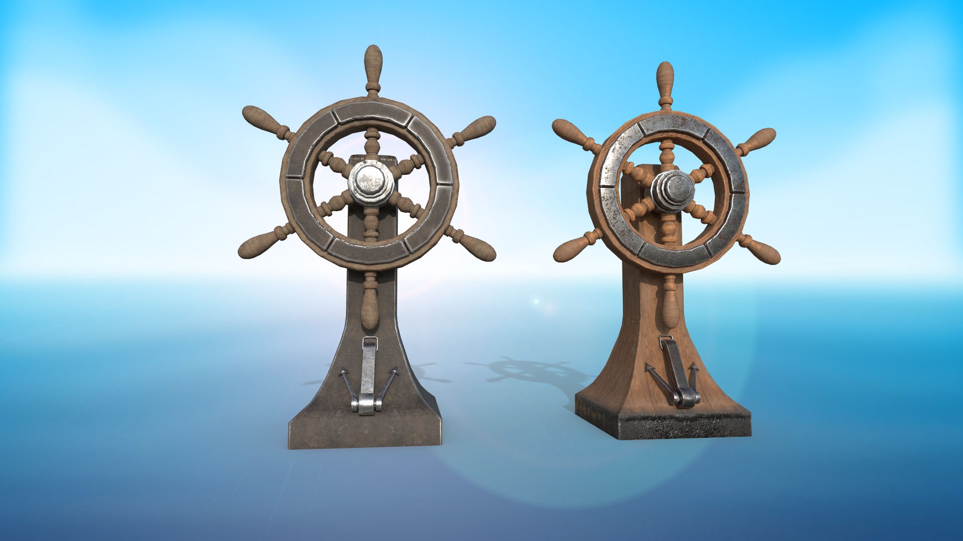 The helm of a sea ship or vessel PBR game ready Low-poly 3D model 3D ...