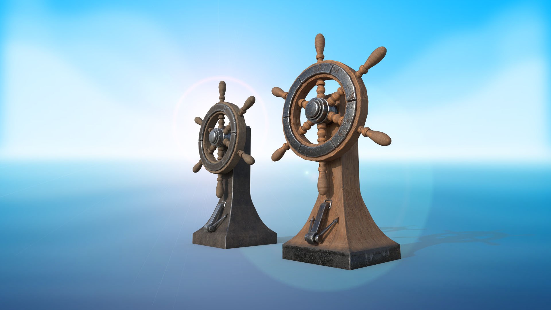 The helm of a sea ship or vessel PBR game ready Low-poly 3D model 3D ...