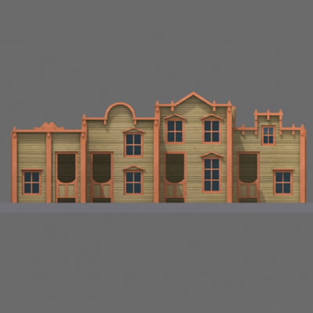 western cartoon buildings 3d model