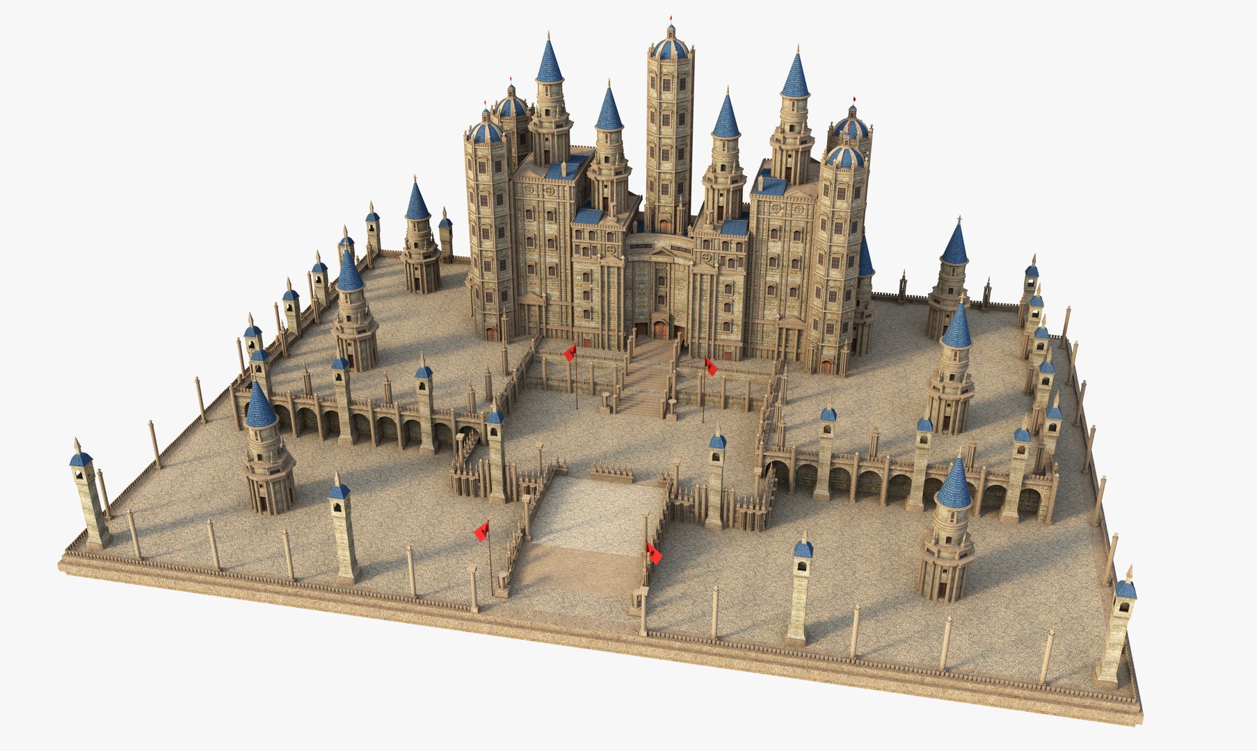 3D Blue Big Castle - TurboSquid 2418092