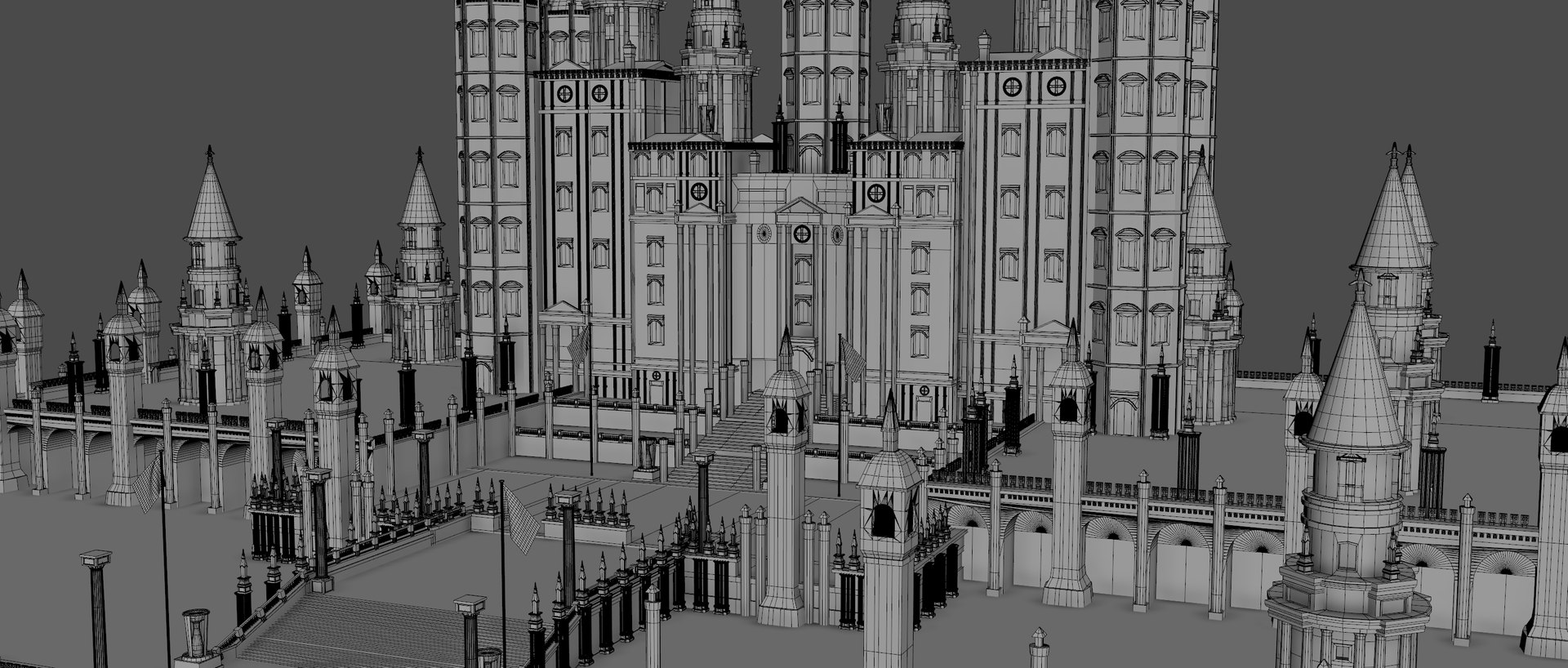 3D Blue Big Castle - TurboSquid 2418092