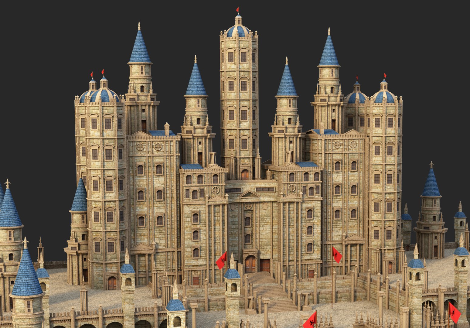 3D Blue Big Castle - TurboSquid 2418092