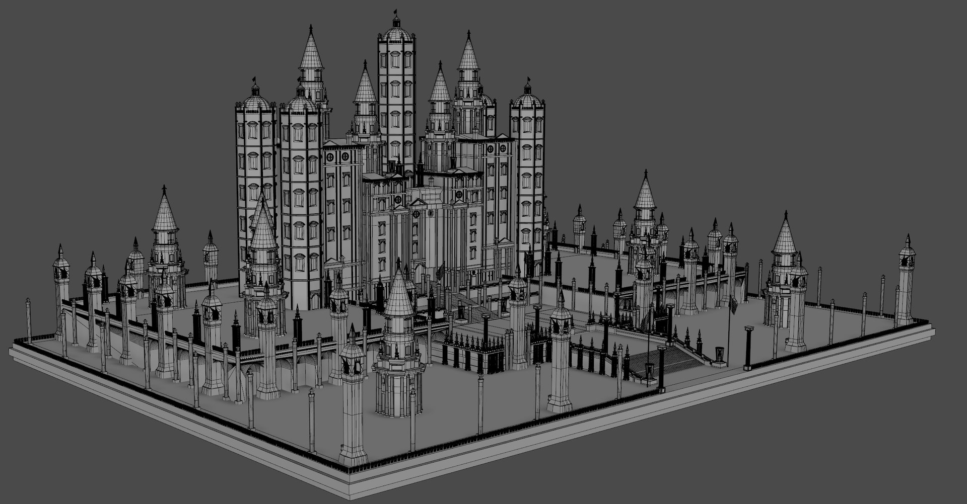 3D Blue Big Castle - TurboSquid 2418092
