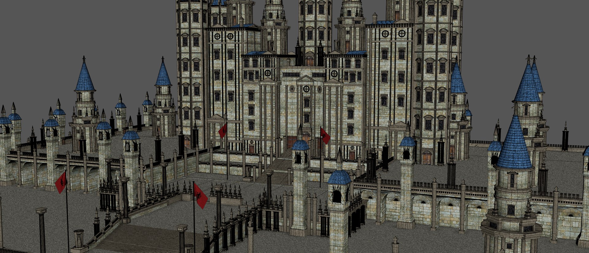 3D Blue Big Castle - TurboSquid 2418092