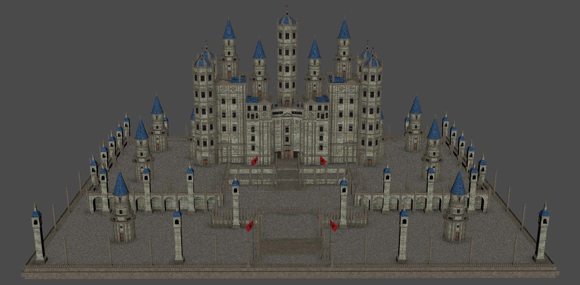 3D Blue Big Castle - TurboSquid 2418092