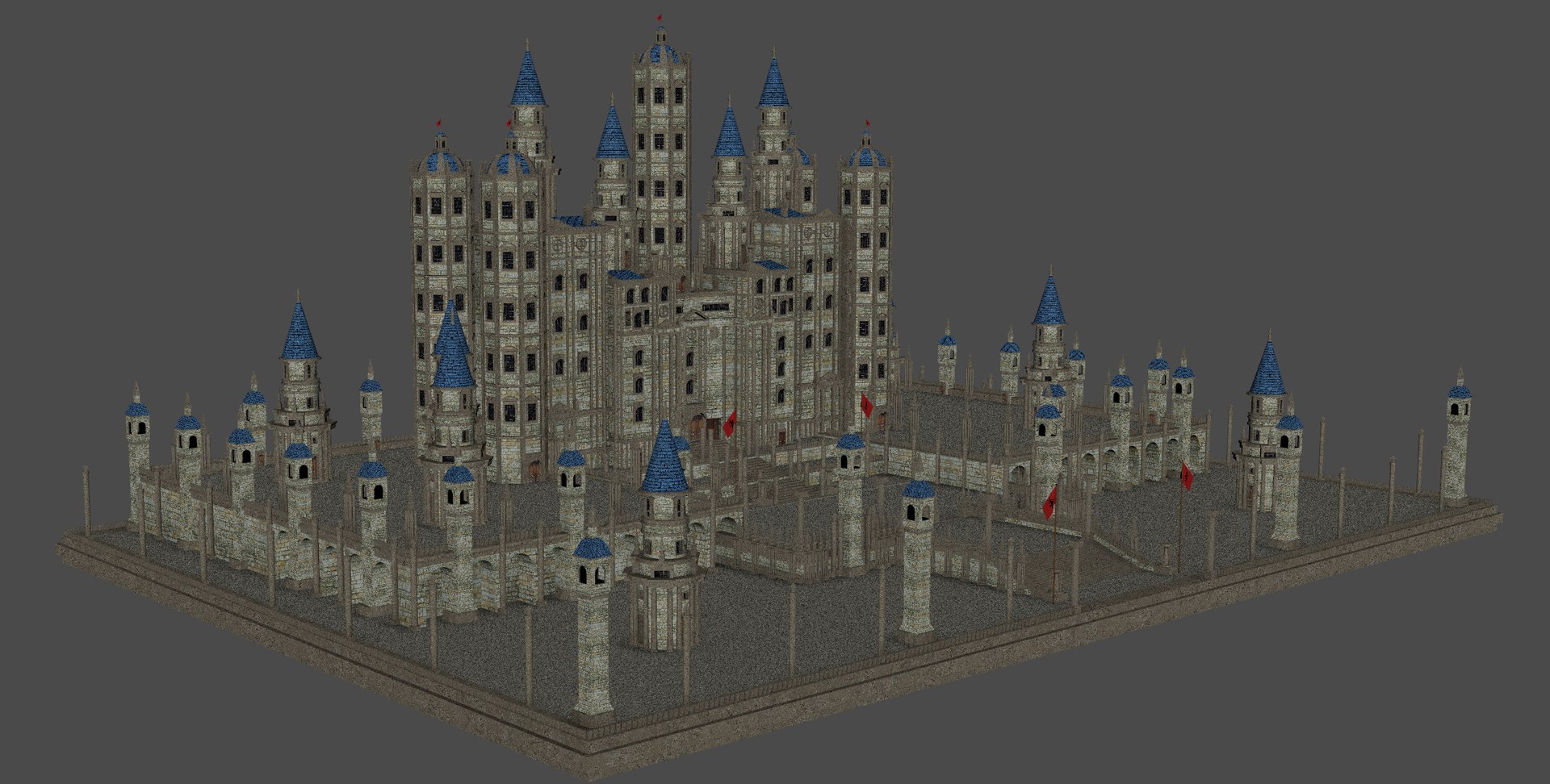 3D Blue Big Castle - TurboSquid 2418092