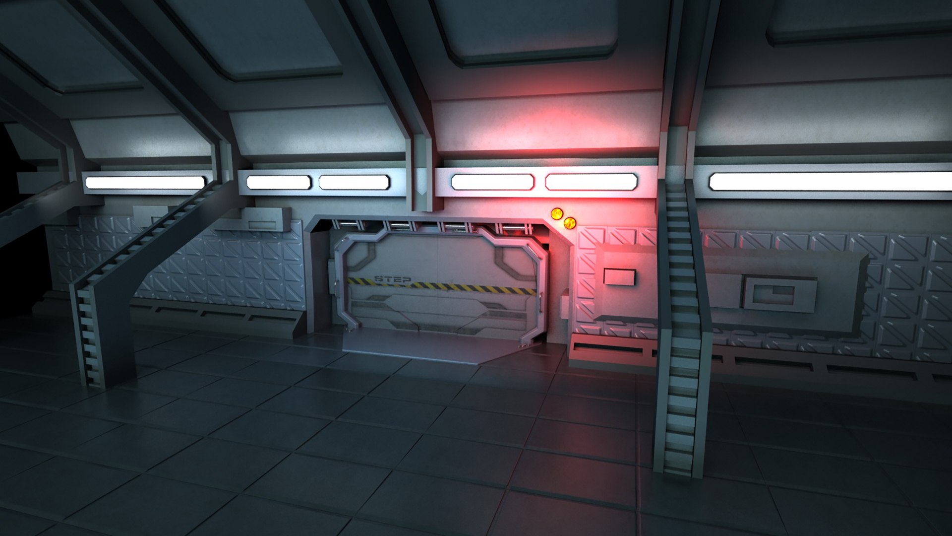 3D 3D Science-fiction Gates Space Corridors Mechanical Model ...