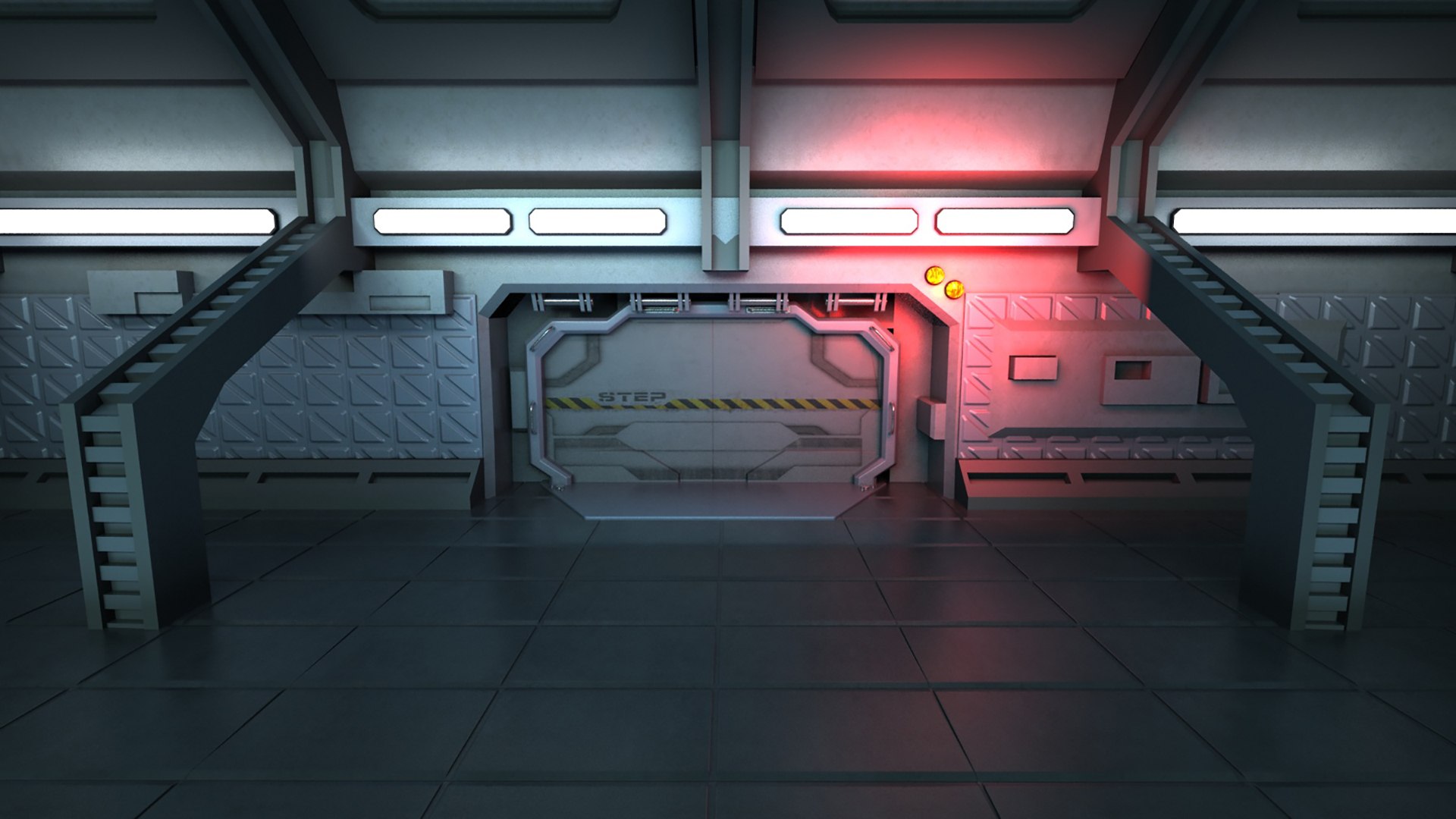 3D 3D Science-fiction Gates Space Corridors Mechanical Model ...