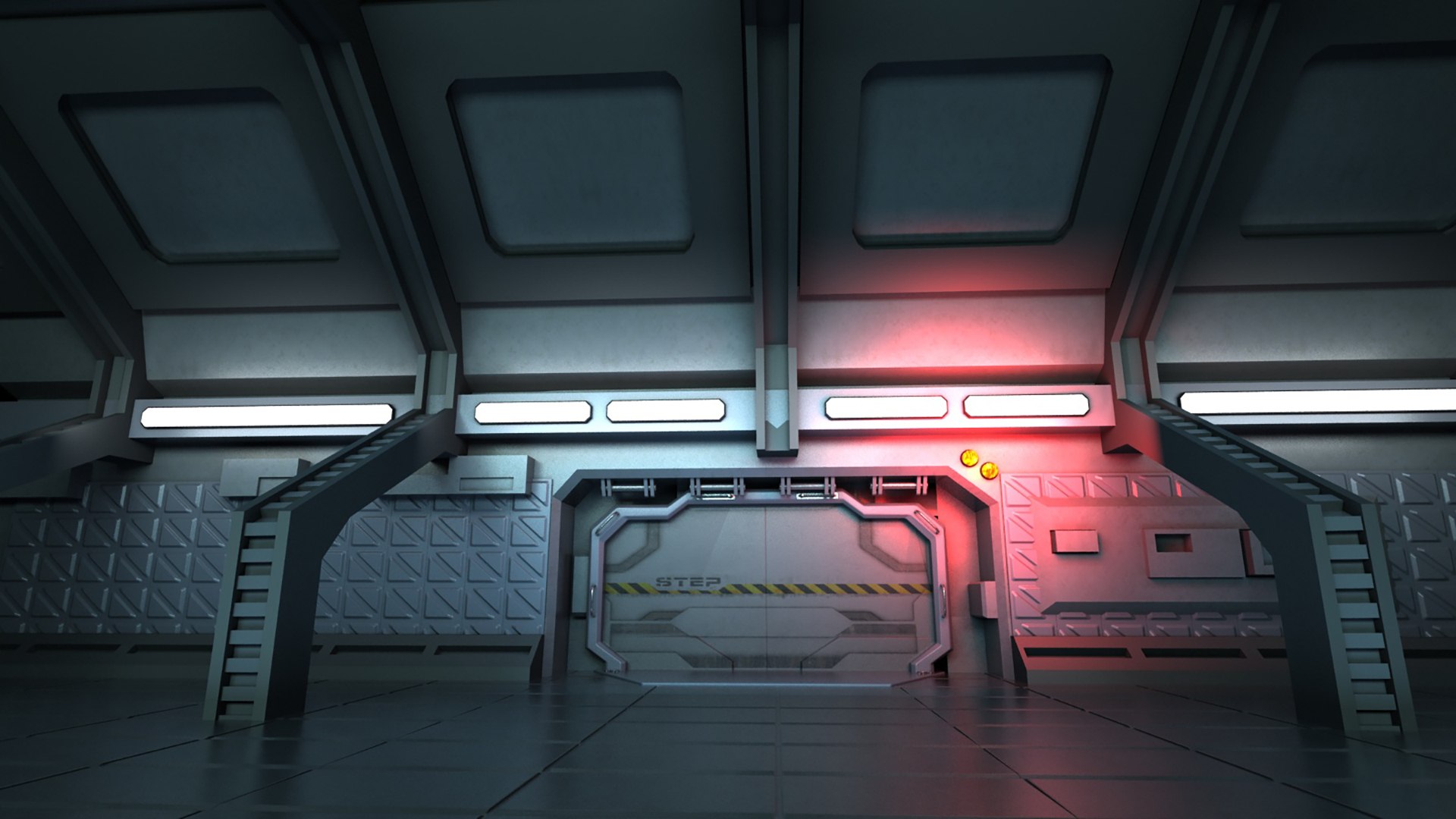 3D 3D Science-fiction Gates Space Corridors Mechanical Model ...