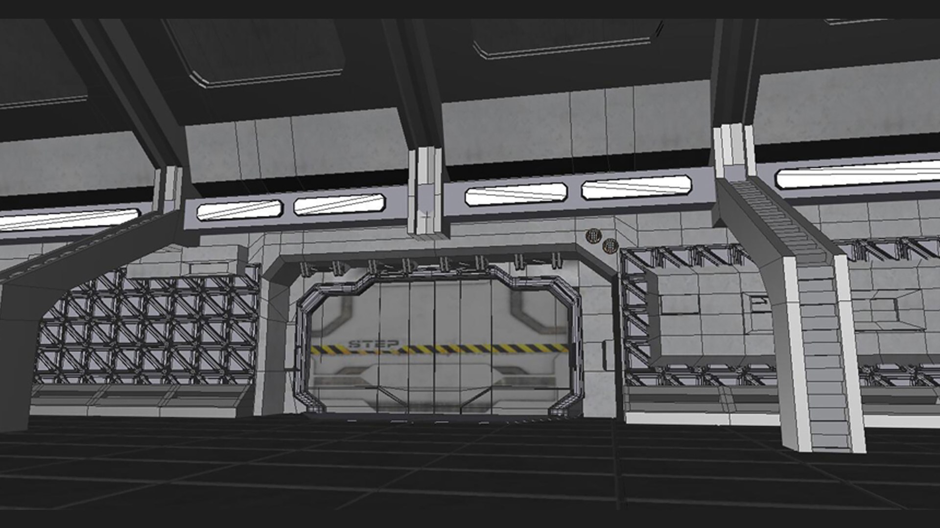 3D 3D Science-fiction Gates Space Corridors Mechanical Model ...