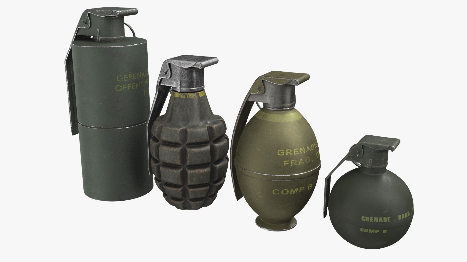 3D Grenade Pack 4K PBR Textures model - TurboSquid 1817968