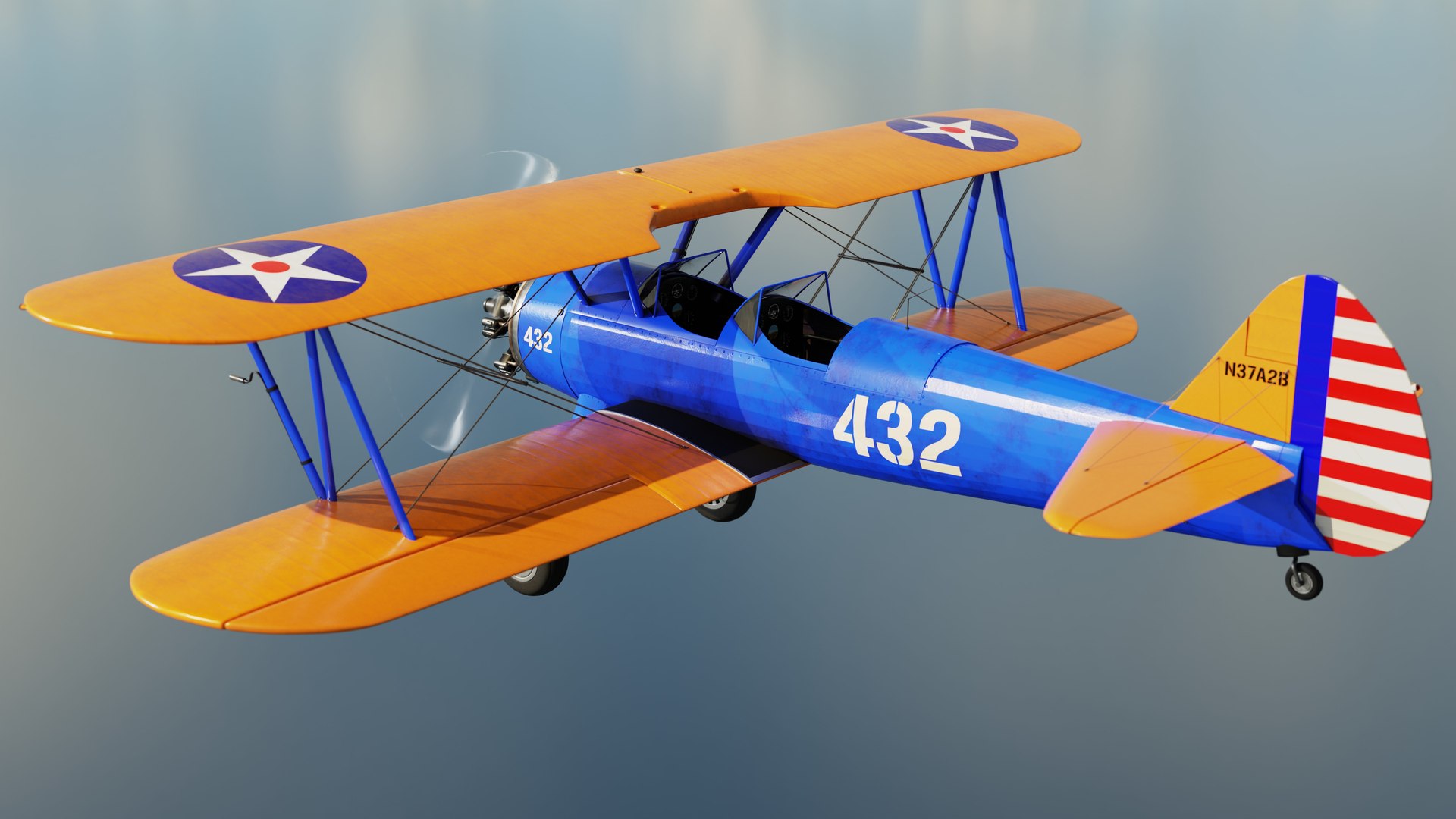 Boeing-Stearman Model 75 Biplane 3D - TurboSquid 2374283