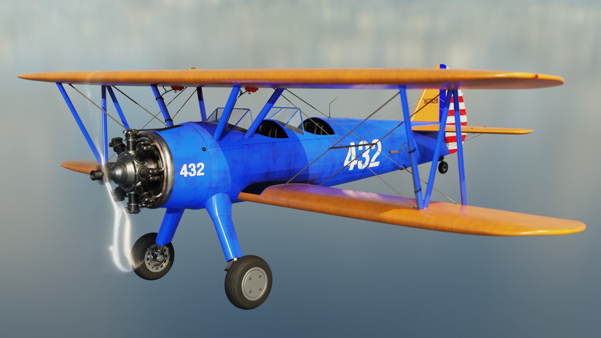 Boeing-Stearman Model 75 Biplane 3D - TurboSquid 2374283