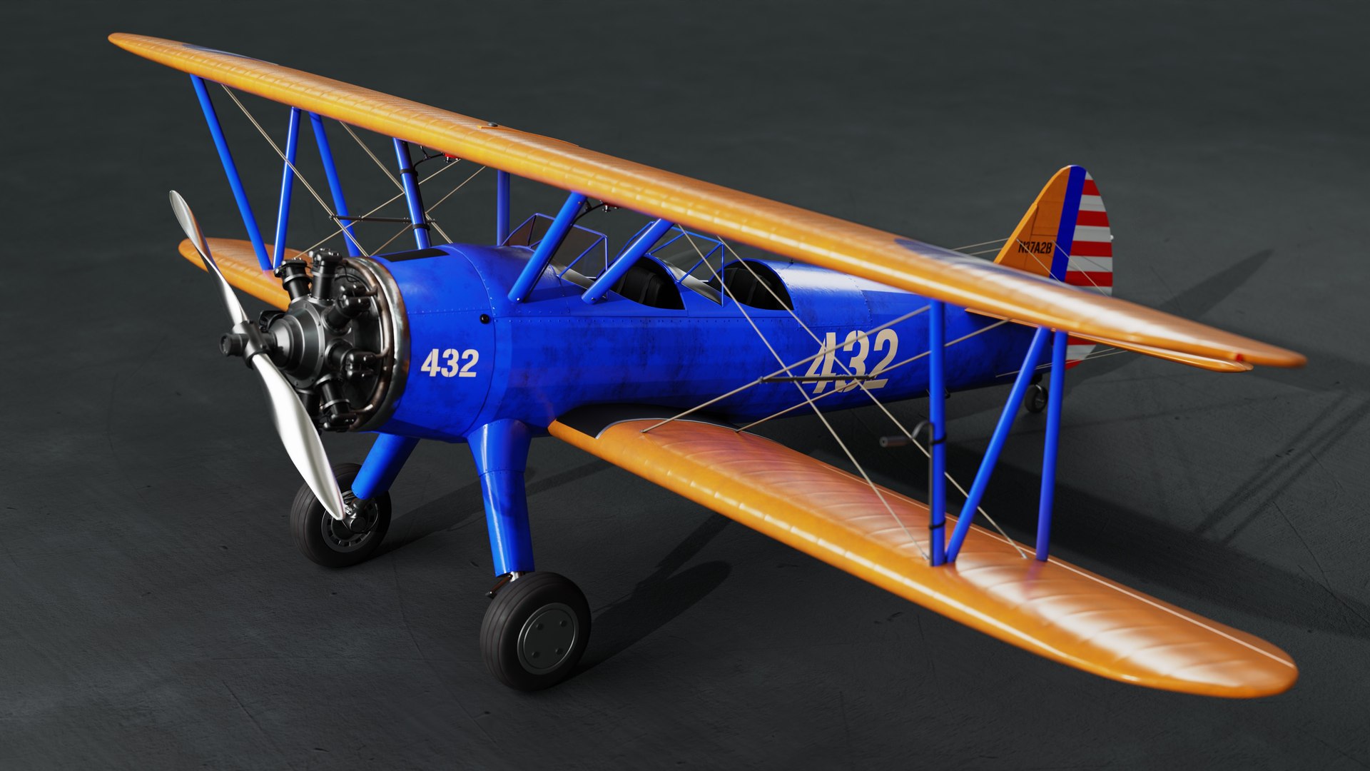 Boeing-Stearman Model 75 Biplane 3D - TurboSquid 2374283