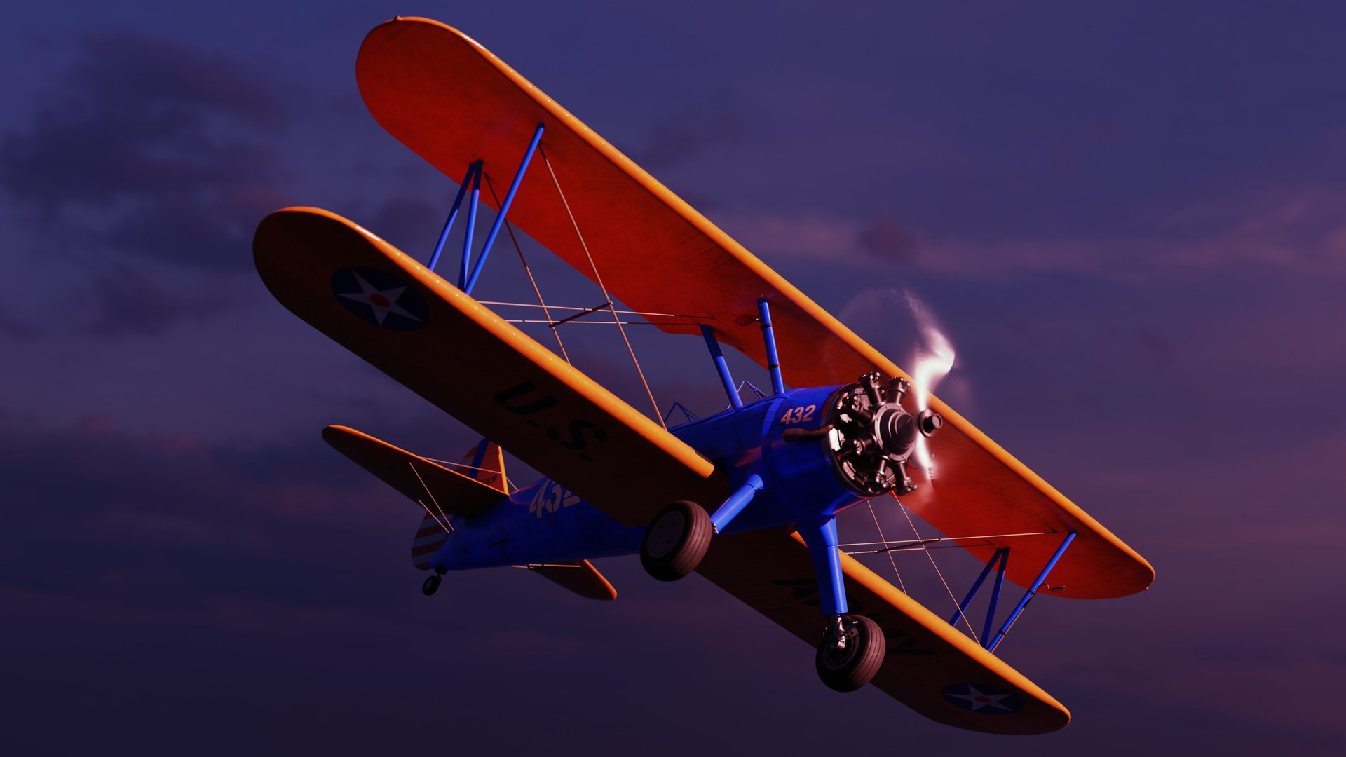 Boeing-Stearman Model 75 Biplane 3D - TurboSquid 2374283