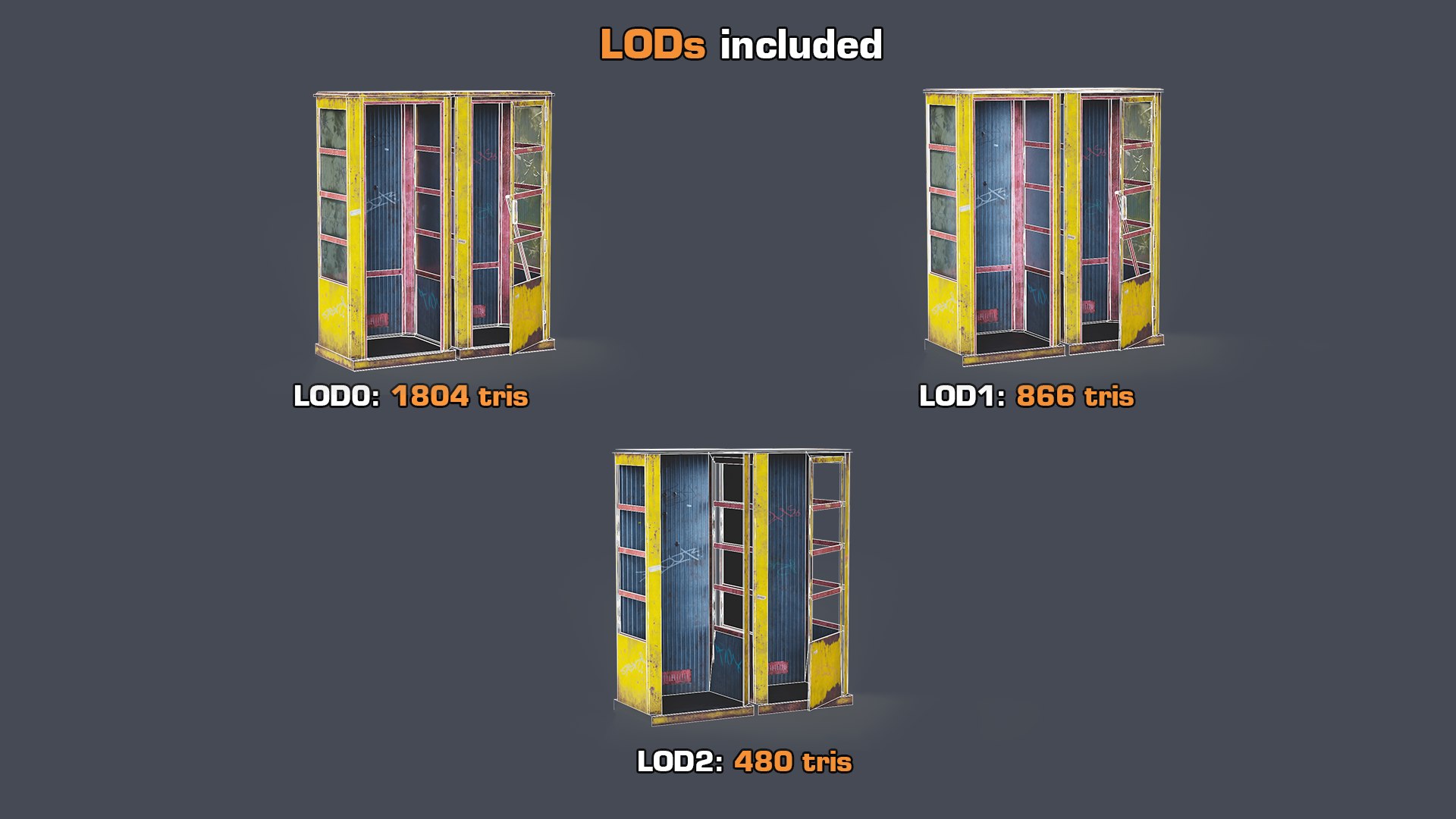 3D Phone Kiosk GameReady LODs - TurboSquid 1938791