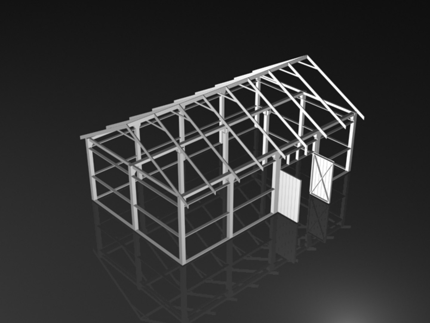 Timberframed Barn Structure 3d Model